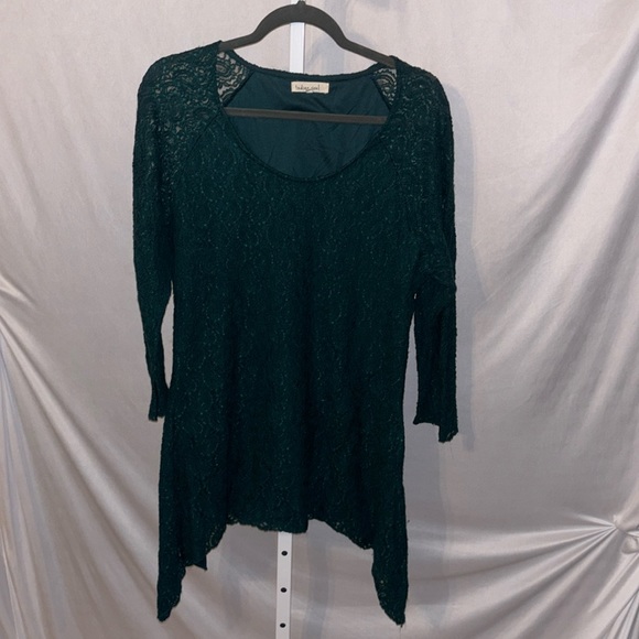 indigo soul | Tops | Indigo Soul Green Lace Asymmetrical Tunic Xl ...